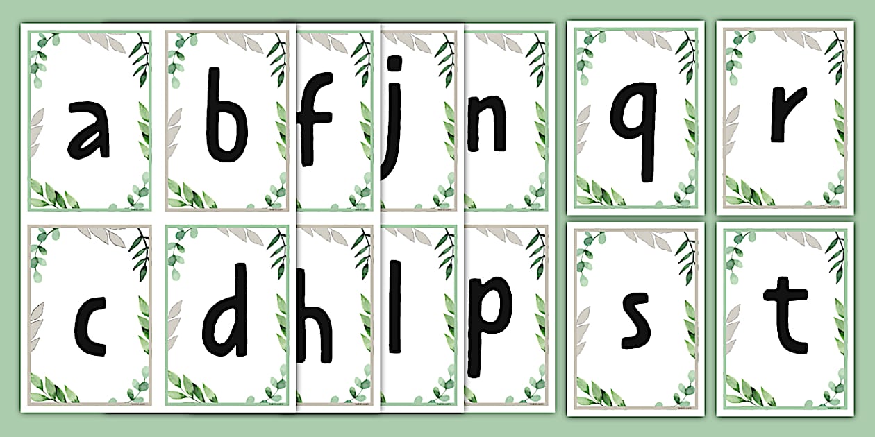 Botanical Lower Case Alphabet Flashcards - Twinkl - KS1