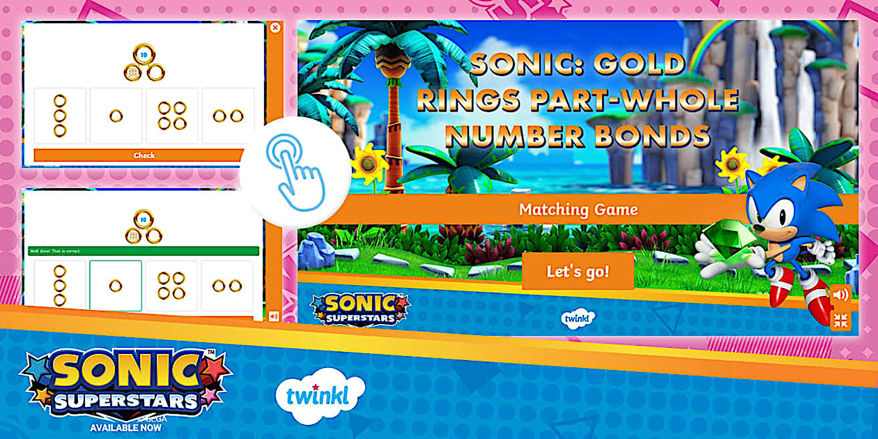 FREE! - 👉 Sonic: Maths Golden Rings Part-Whole Number Bonds Matching Game