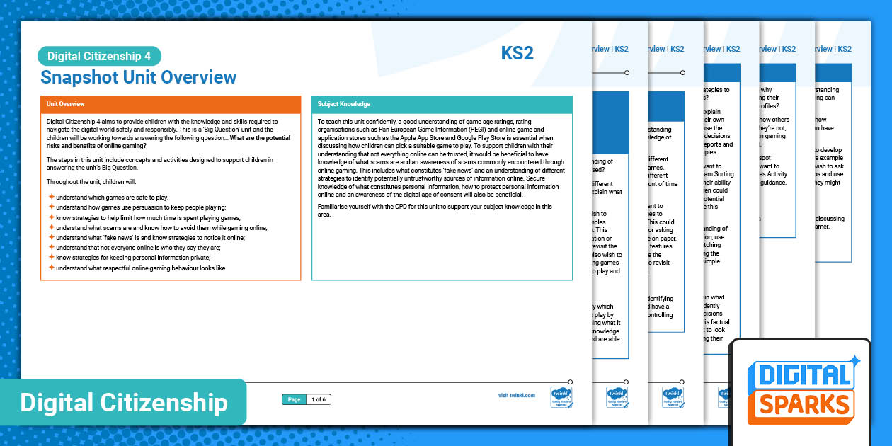 Digital Citizenship 4: Snapshot Unit Overview (teacher made)