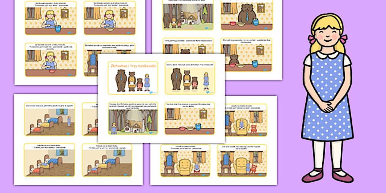 Black and White Goldilocks and the Three Bears Story Sequencing 4 per ...