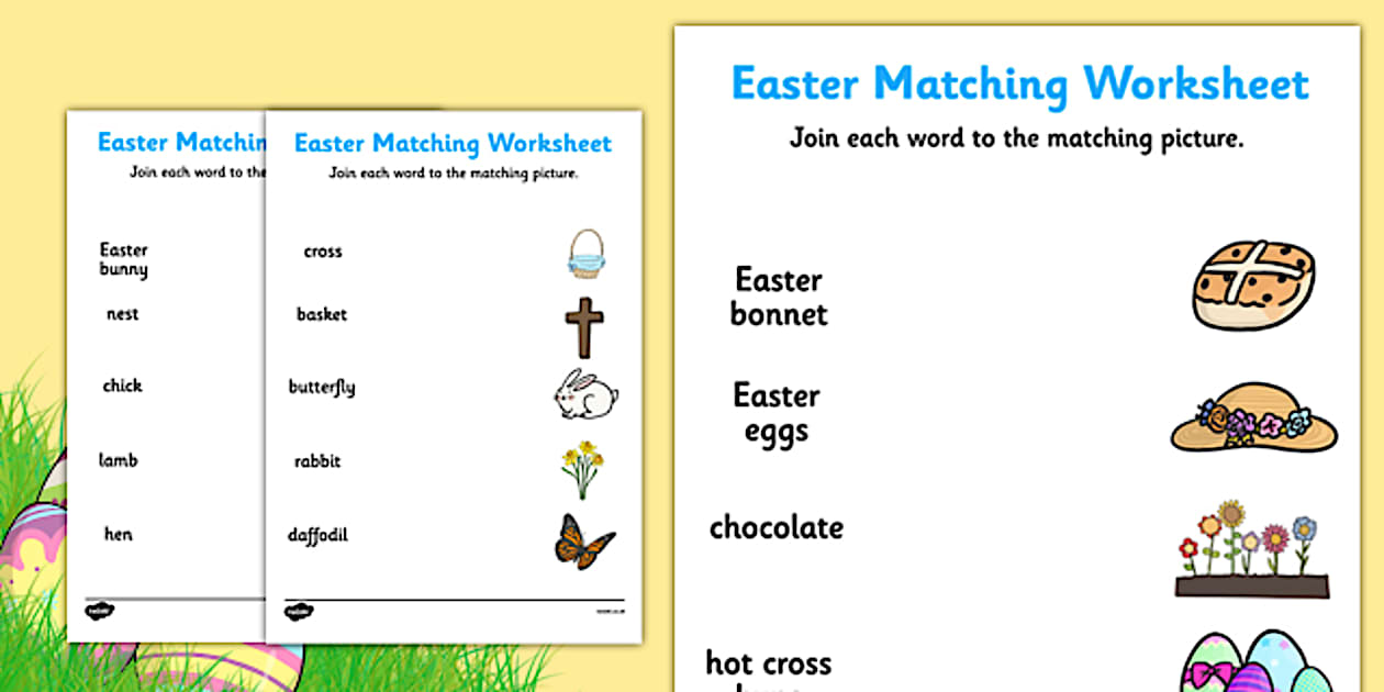 Easter Word and Picture Matching Worksheet (teacher made)