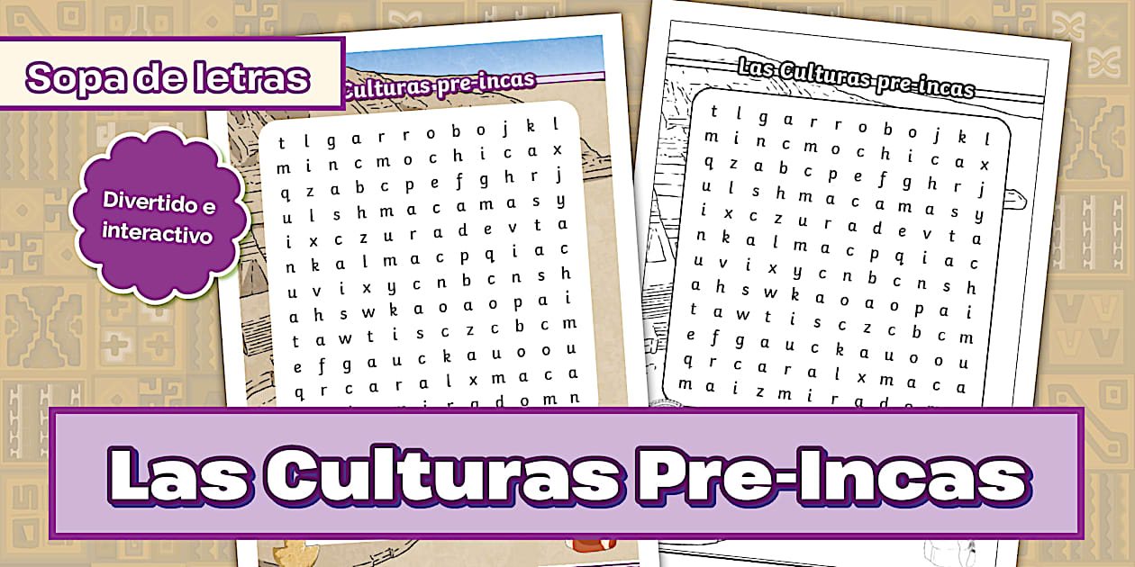 Sopa de letras: Las culturas pre-incas (teacher made)