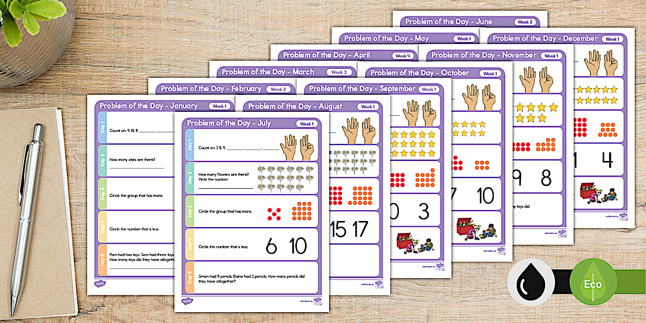 Kindergarten Math Problems: 12-Months of Activities Pack