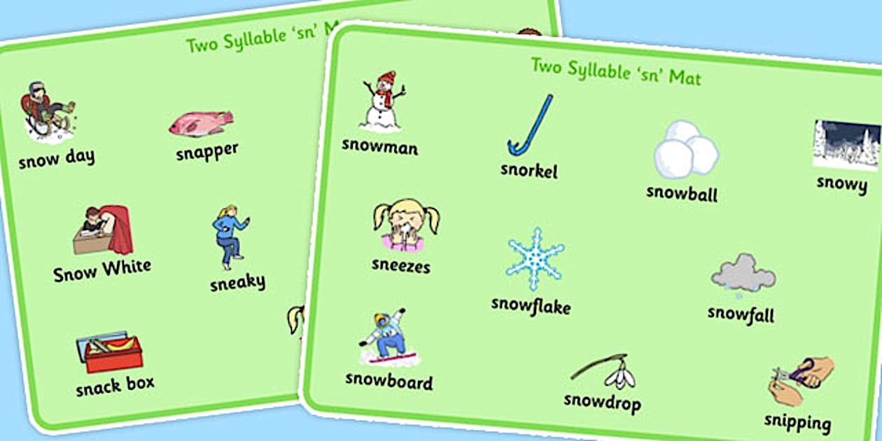 Two Syllable 'SN' Word Mats (teacher made) - Twinkl