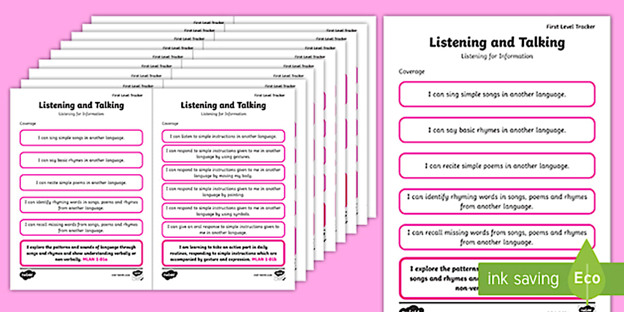 CfE First Level Modern Languages Child Friendly Assessment Tracker