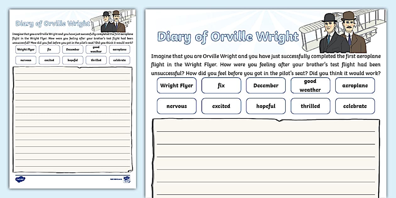 Diary of Orville Wright Writing Frame (teacher made)