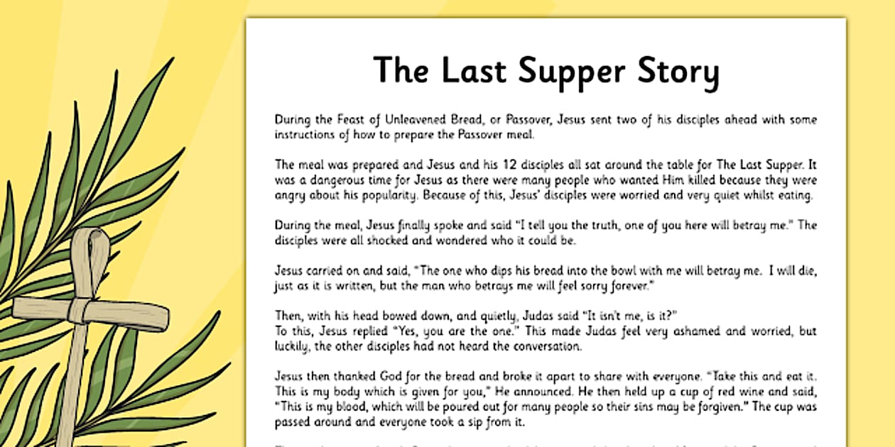 The Last Supper Story Sheet (teacher made) - Twinkl