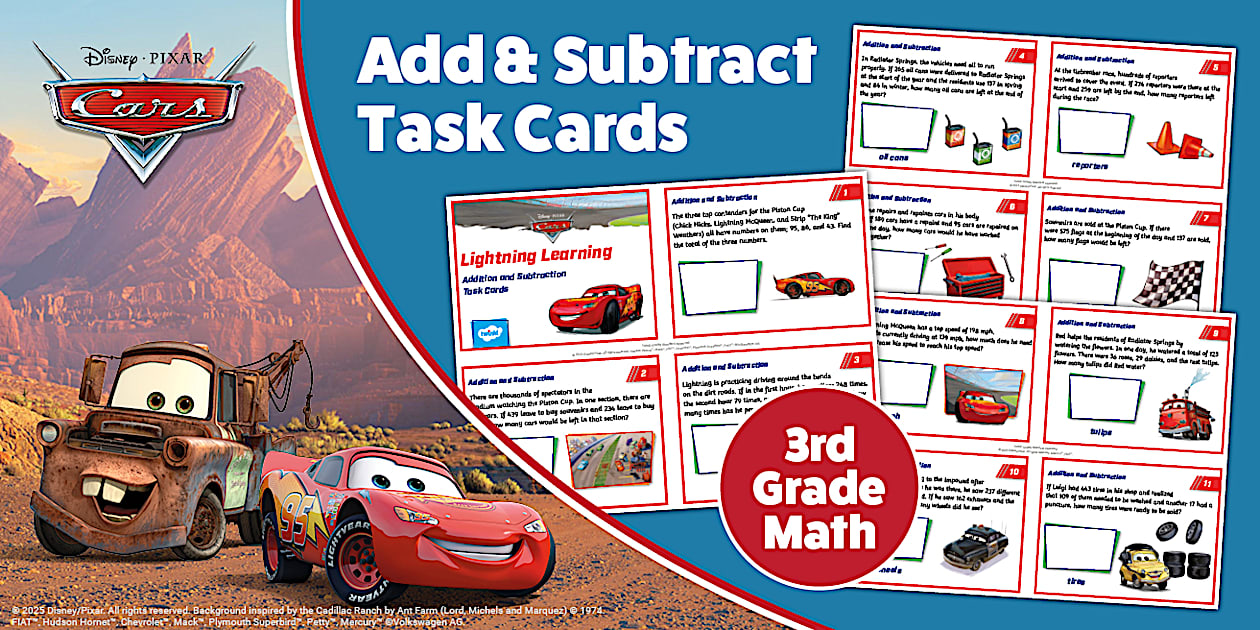 Cars: Lightning Learning! Addition and Subtraction Math