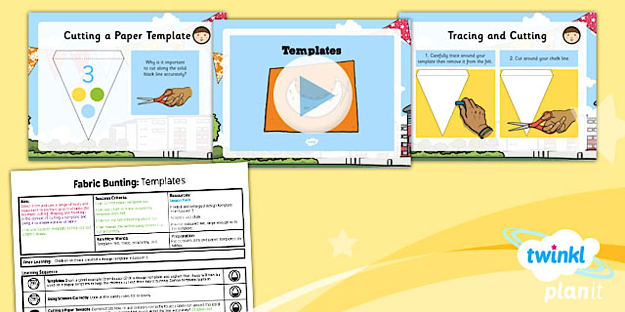 D&T: Fabric Bunting: Templates KS1 Lesson Pack 3
