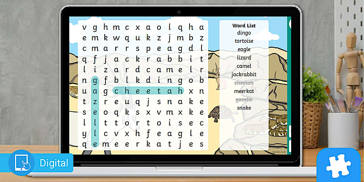 Interactive Desert Animals Word Search | Twinkl Go!