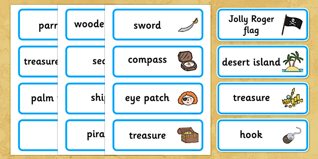 Pirates Vocabulary Cards - ESL Pirates Resources - Twinkl
