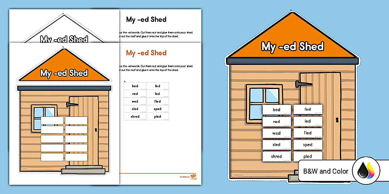 Shed Word Family Craft Activity (teacher made) - Twinkl