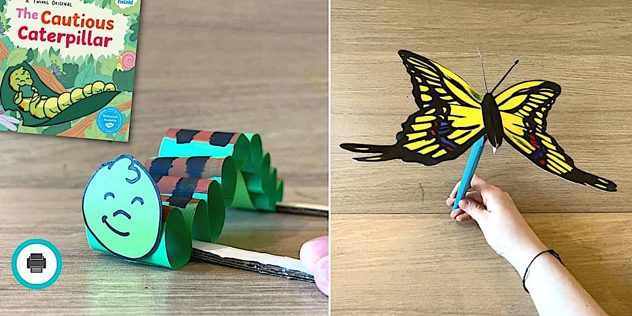 Moving Caterpillar and Butterfly Craft Pack | The Cautious Caterpillar