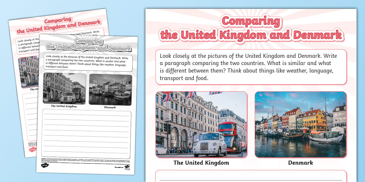 Comparing the UK and Denmark Worksheet (teacher made)