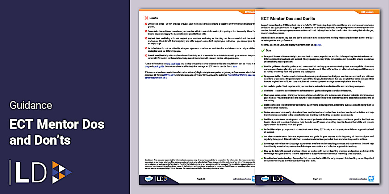 ECT Mentor Dos and Don'ts - SLT (Teacher-Made) - Twinkl