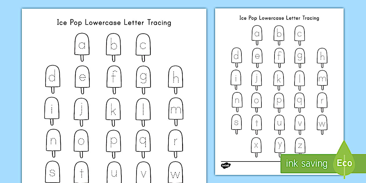 Ice Pop Lowercase Letter Tracing Worksheet (teacher made)