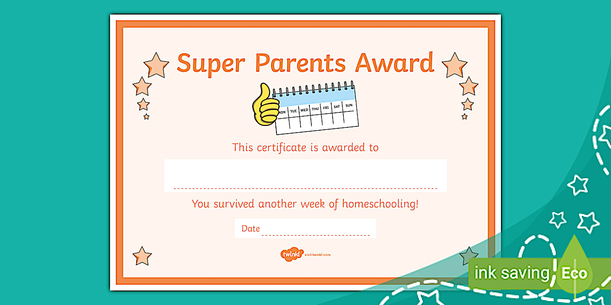 Super Parents Award Certificate 1 (Hecho por educadores)