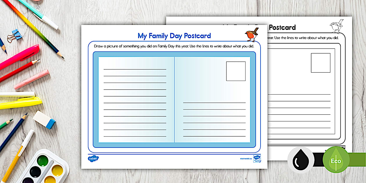My Family Day Postcard Activity (teacher made) - Twinkl