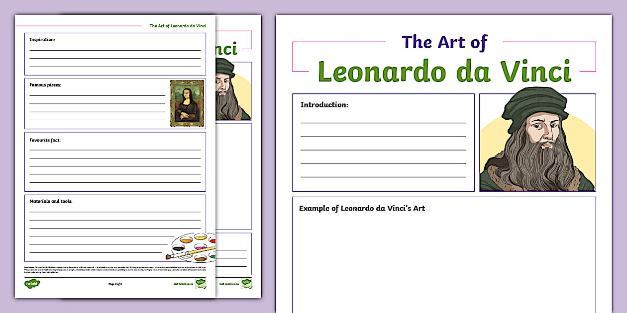 The Art of Leonardo da Vinci Non-Chronological Report Template