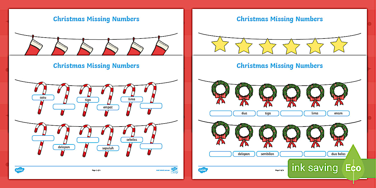 Christmas Missing Numbers - Indonesian Resources - Twinkl