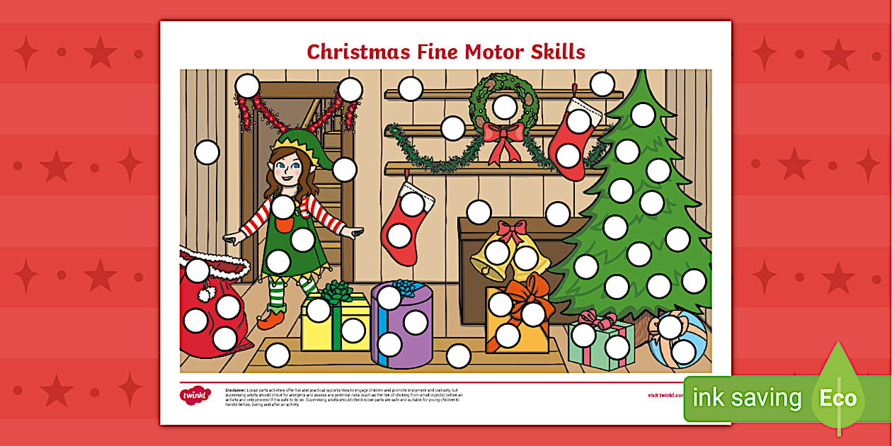 Fine Motor Skills Christmas Activity | Button Placing