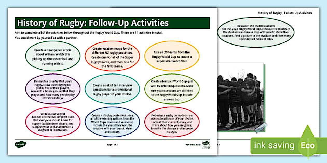 History of Rugby: Follow-Up Activities - Twinkl