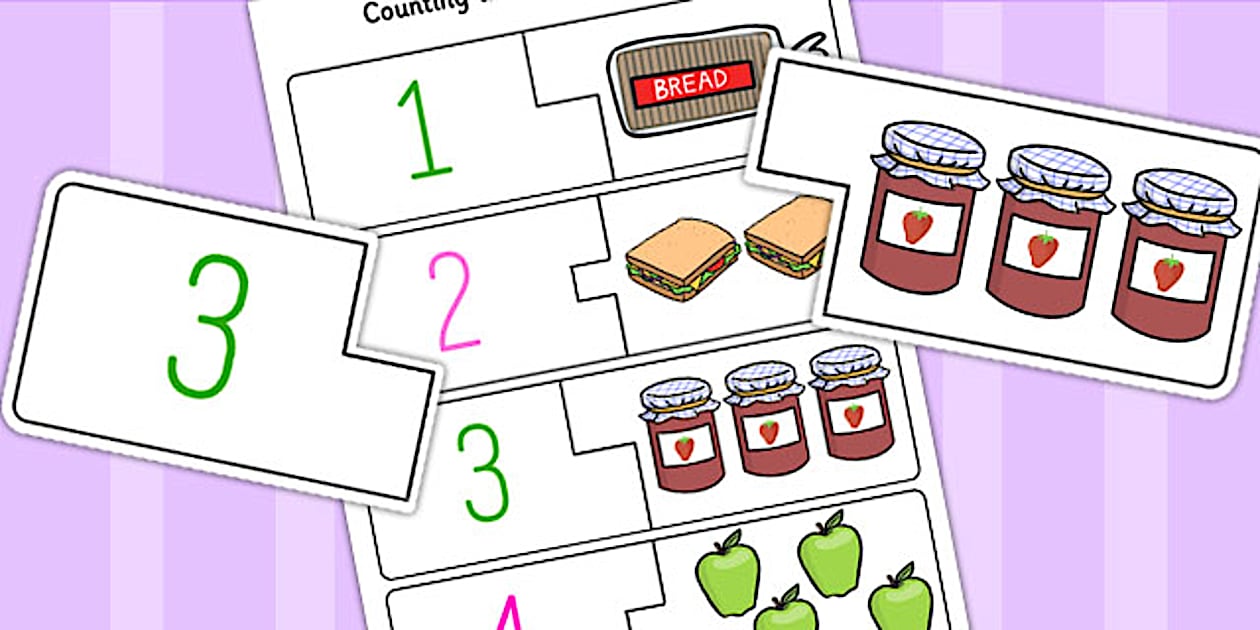 Food Themed Counting Matching Puzzle - ESL Counting Puzzle