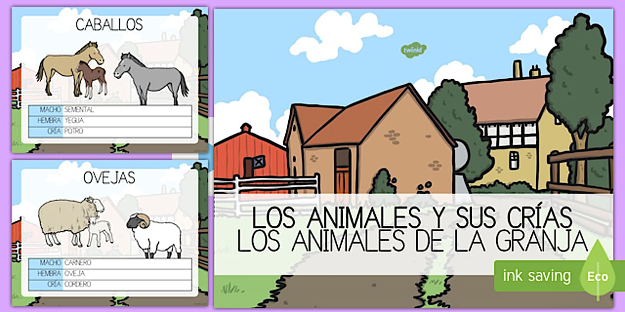 PowerPoint Los animales de la granja y sus crías-Spanish