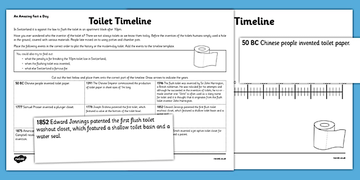 Editable Toilet Timeline Worksheet (teacher made) - Twinkl