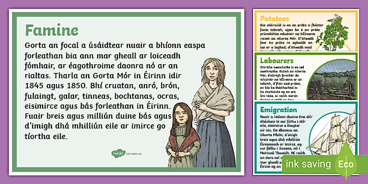 The Great Irish Famine Facts Display Poster Gaeilge - Twinkl