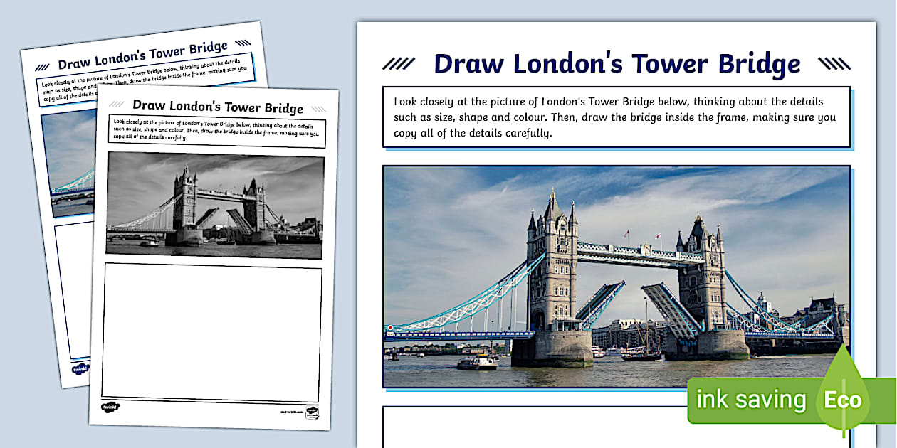 Draw London's Tower Bridge Art Activity (Teacher-Made)