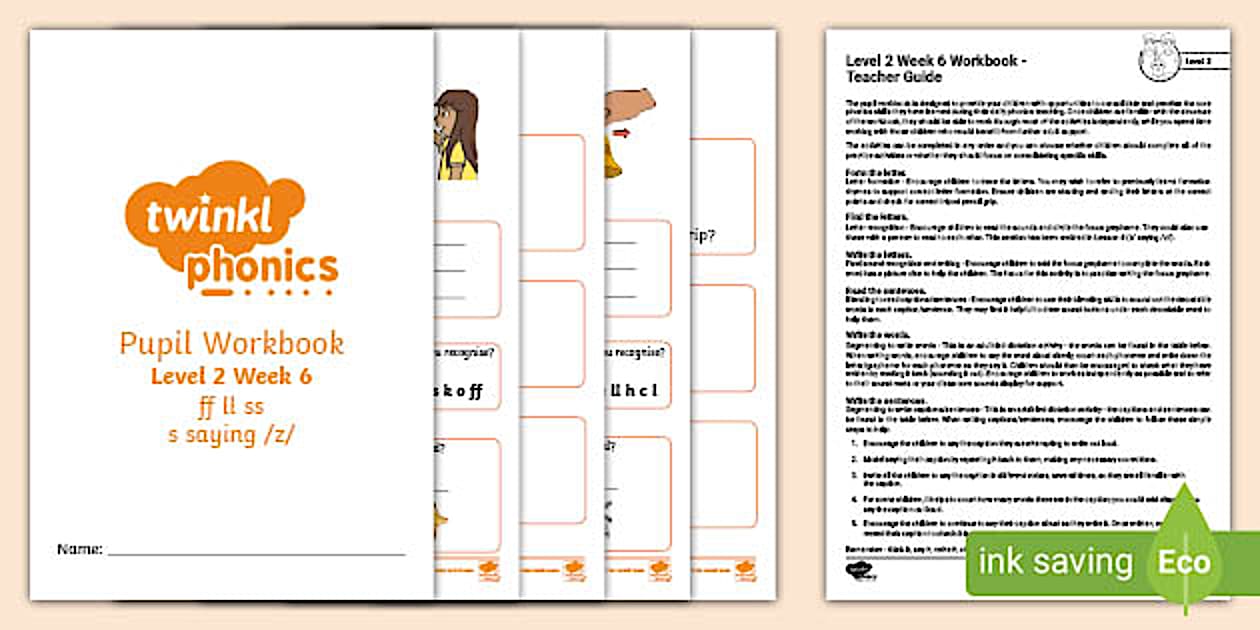 'ff', 'll', 'ss' and 's' saying /z/ Level 2 Week 6 Phonics Workbook