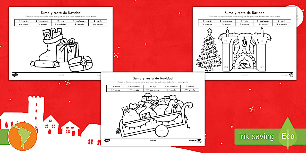 Colorear con números: La Navidad - Twinkl