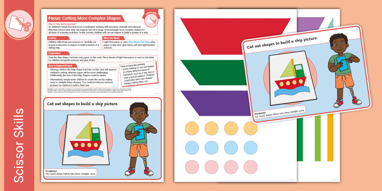 Fine Motor Scissor Skills Continuous Provision: Ship Shapes