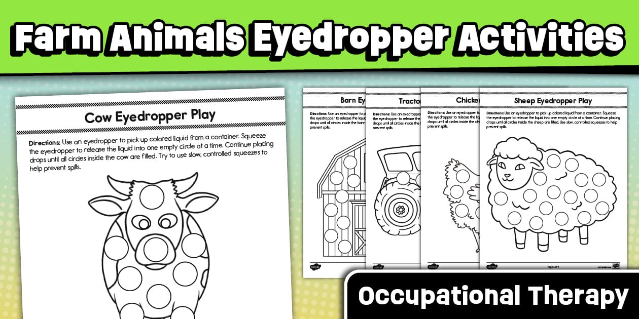 Farm Animals Eyedropper Activities for Fine Motor Skills | Occupational
