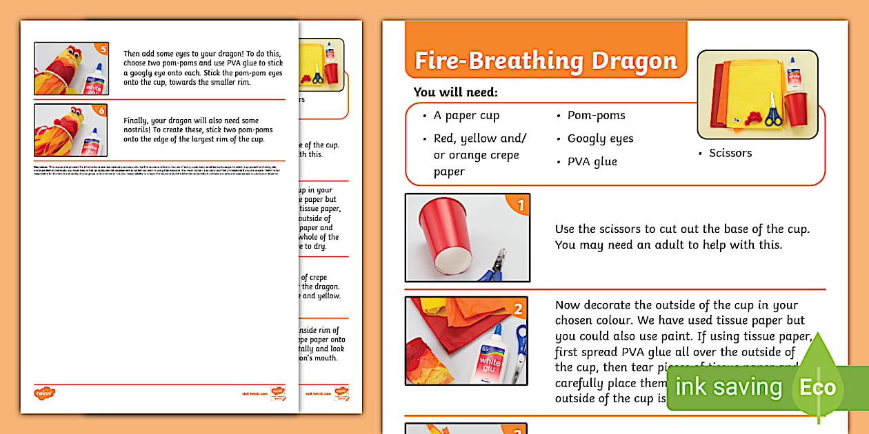 Fire-Breathing Dragon Art Ideas KS2-EYFS Craft Instructions