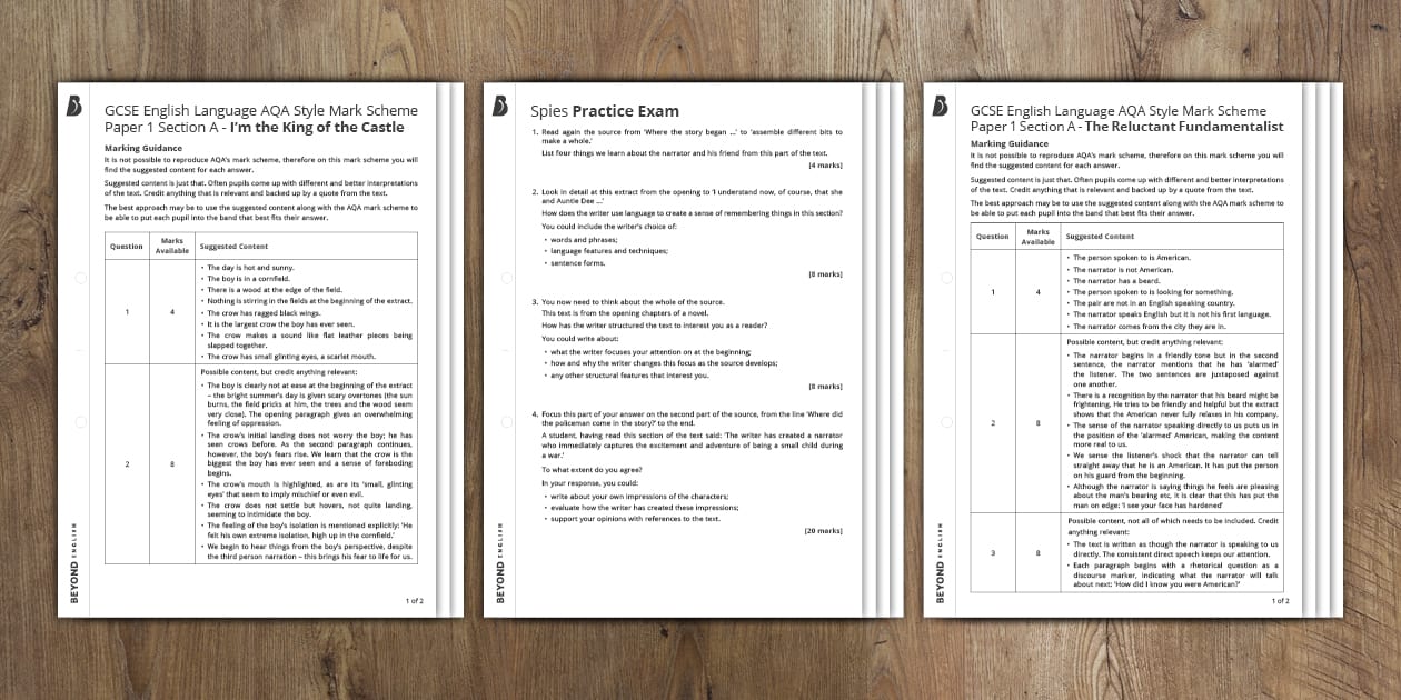AQA Language Paper 1 Questions 1 - 4: Exam Practice Bundle 2