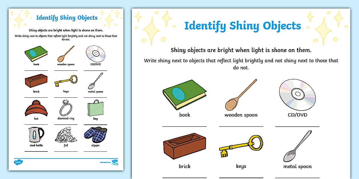 Things That Are Shiny Activity Sheet (teacher made) - Twinkl