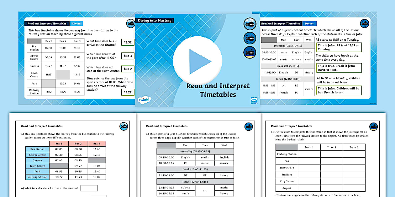 👉 Y5 DiM: Step 5 Read and Interpret Timetables Teaching Pack