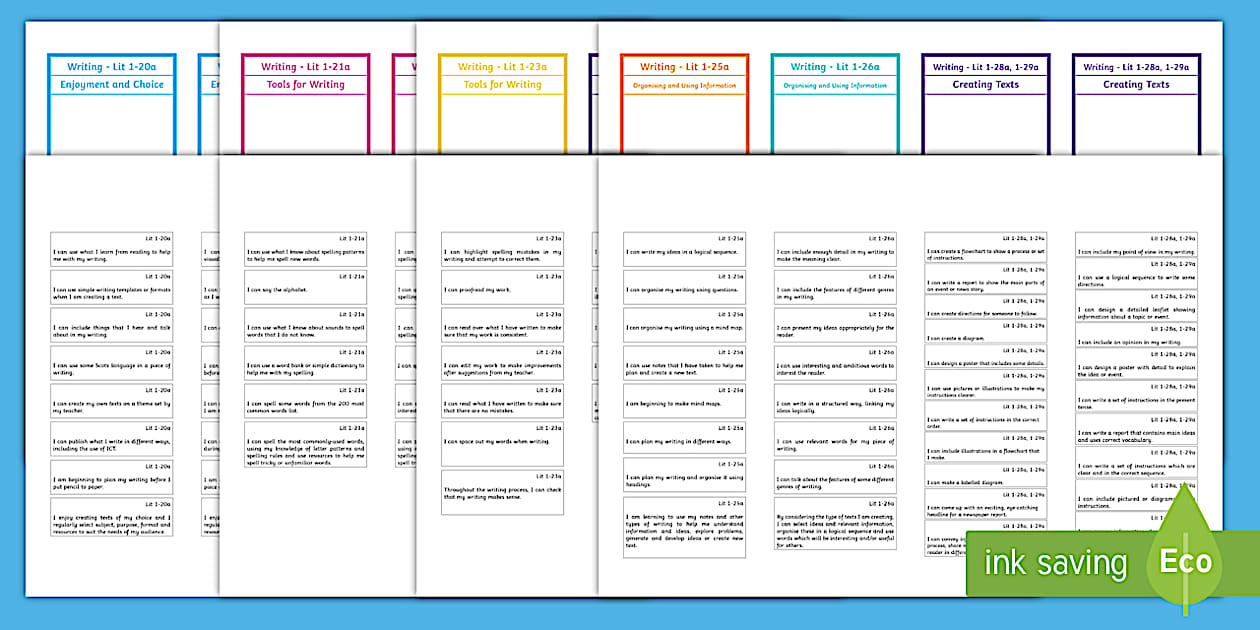 Editable CfE First Level Writing Assessment Bookmark