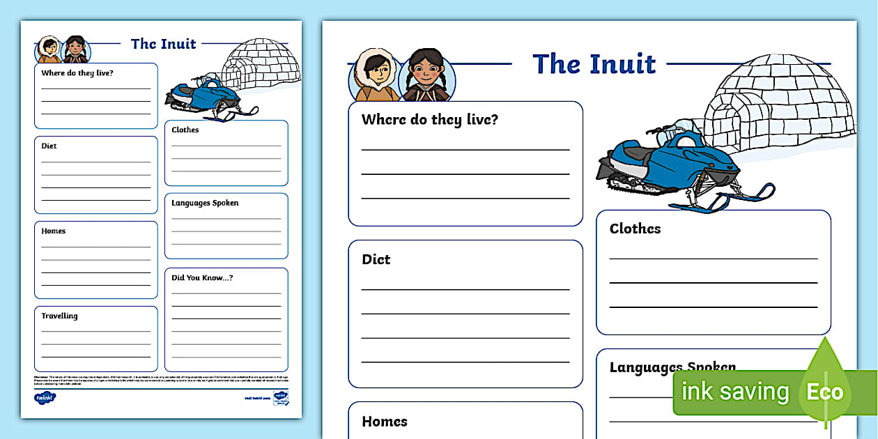 The Inuit Fact File Template (teacher made) - Twinkl