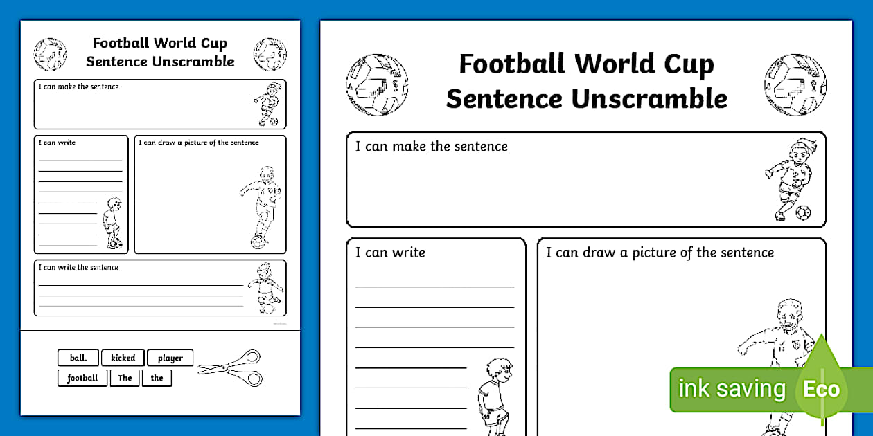Football World Cup Sentence Unscramble (teacher made)