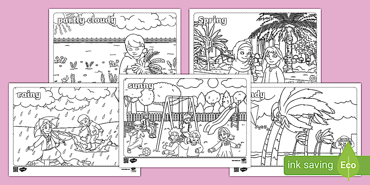 Weather and Seasons Colouring Pages (teacher made) - Twinkl
