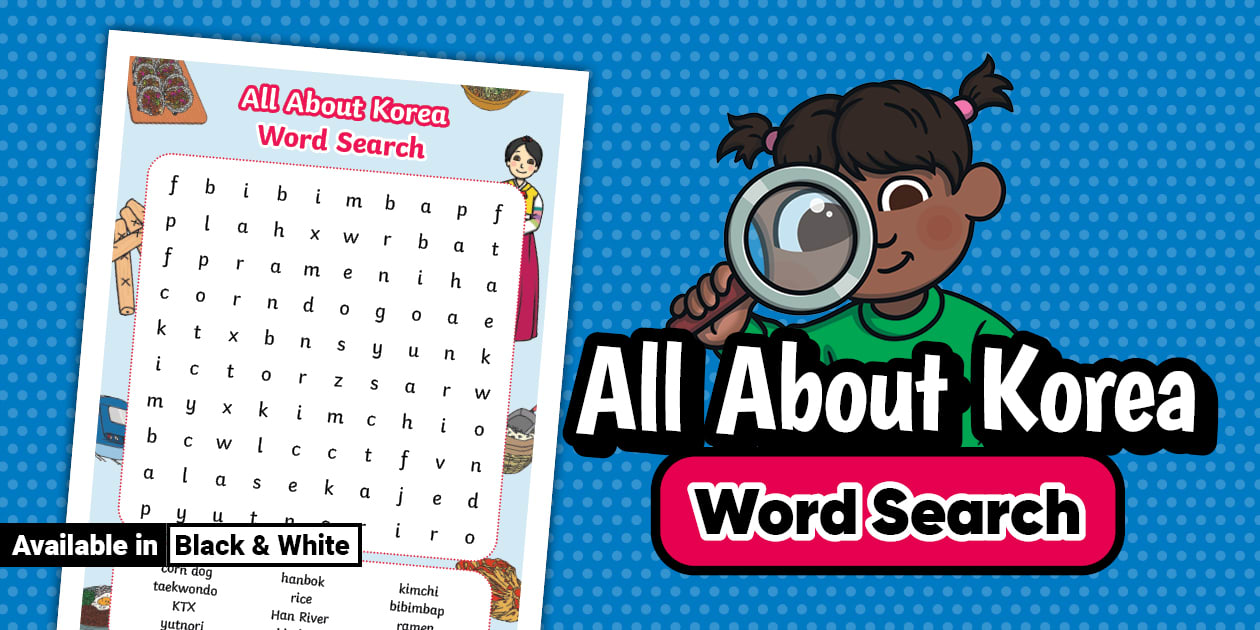 대한민국의 모든 것 영어 단어 찾기 All About South Korea English Word Search