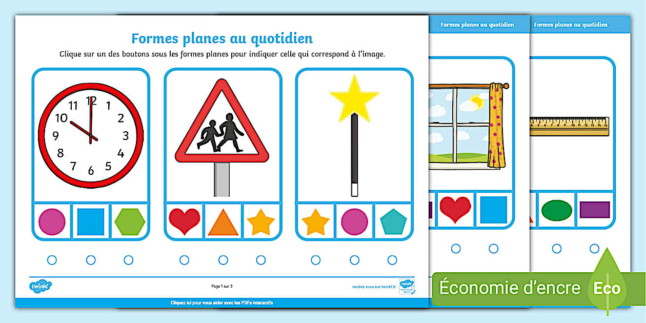 Activité de PDF interactif sur les formes planes au quotidien