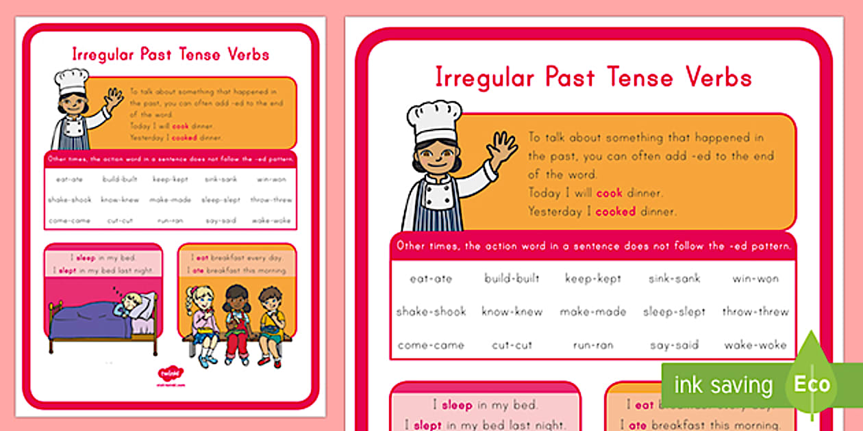 Second Grade Irregular Past Tense Verbs Poster - Twinkl