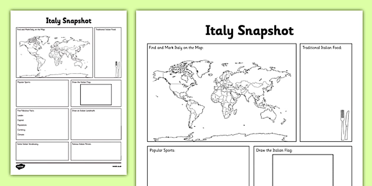 Editable Italy Snapshot (teacher made) - Twinkl