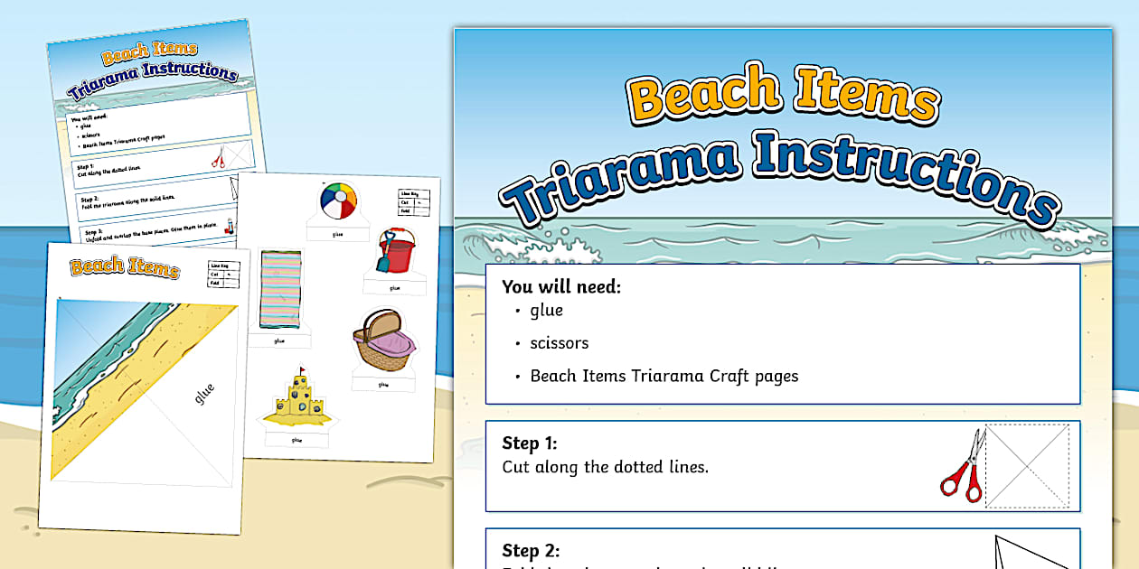 Beach Items Triarama Craft (teacher made) - Twinkl