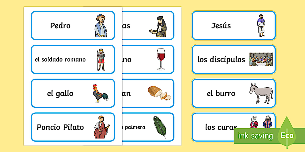 Easter Topic Word Cards-Spanish