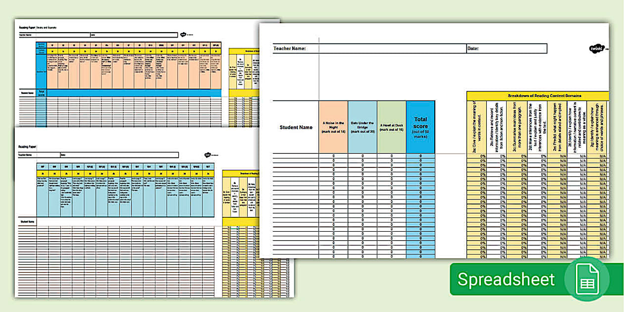 Y6 Reading Analysis Grid 2024 SAT Assessment Spreadsheet